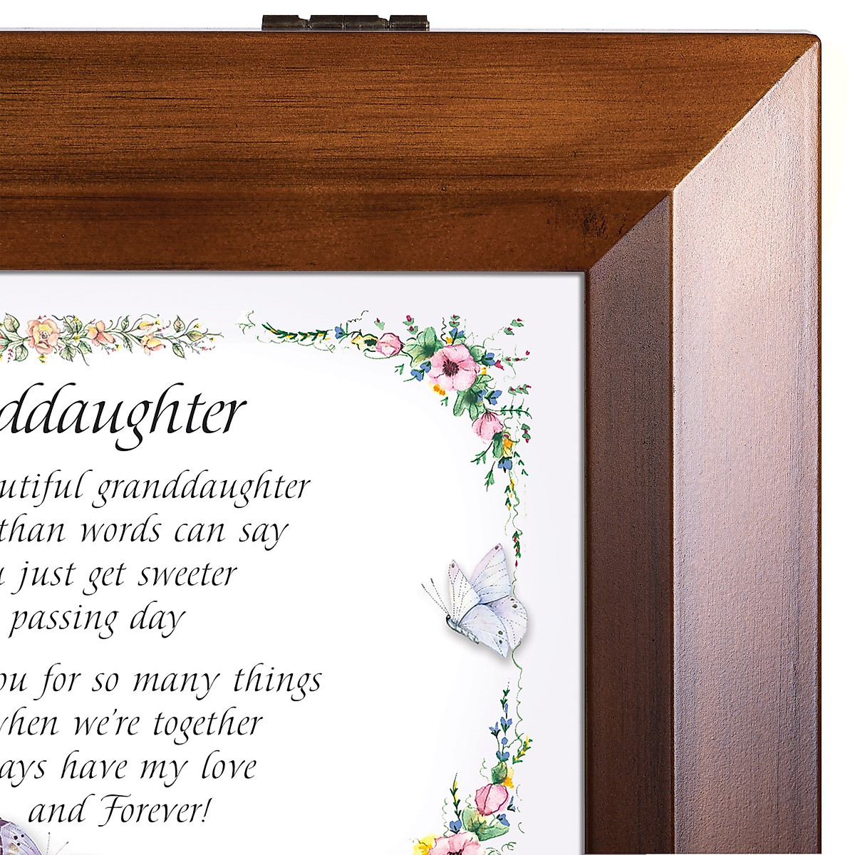 Cottage Garden Dear and Beautiful Granddaughter Dark Wood Finish Jewelry Music Box - Plays Tune You are My Sunshine