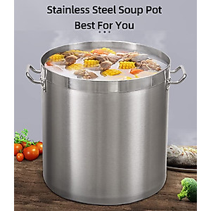 Stock Pot Stainless Steel 27Qt/4Qt5/63Qt Steamer with Lid and Basket Oil Deep Fry Pan Bucket Large Crawfish Clam Stockpot for Tamales, Chili, Soups Boils,35cm/13.8inch