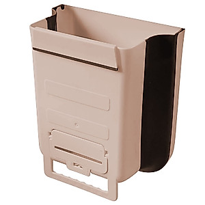 Hanging Kitchen Trash Can - Expandable Garbage Can for Kitchen Cabinet - Food Waste Trash Bin w/ Trash Bag Dispenser & Towel Hanger - Space-saving Compost Bin & Under Sink Trash Can | 9-Liter/2.4 Gal, Brown