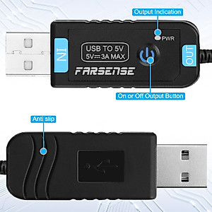 FARSENSE USB to DC 5V Power Cord, Universal DC 5.5x2.1mm Barrel Plug Charging Cable(3FT) with 10 Connector Tips,USB to Barrel Plug 5V Power Cable with On/Off Switch and Led Indicator