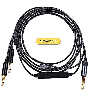 Saipomor HD202 Cord Replacement Audio Cable with in-line Microphone and Control Compatible with Sennheiser HD202 HD497 HD437 HD447 HD212 pro Headphones(Black)