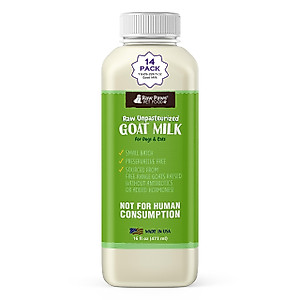 Raw Paws Raw Unpasteurized Goat Milk for Dogs & Cats, 16-oz, 14 Pack - Pet Milk Replacer for Puppies & Kittens, Goats Milk Supplement for Dogs, Sensitive Stomach Dog Food Topper, Frozen Raw Goat Milk