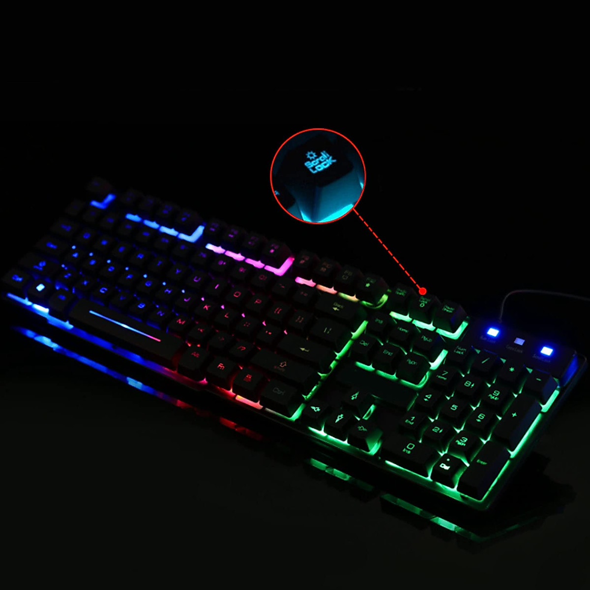 Hilitand Backlit Gaming Keyboard and Mouse Combo, USB Wired Computer Keyboard Mouse Game Set, 104 Keys, 7 Colors Breathing Light Keyboard Mouse for PC/Laptop(Black)