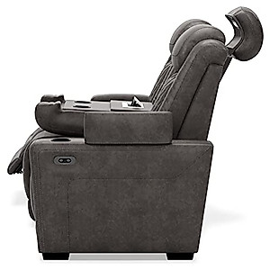 Signature Design by Ashley Hyllmont Power RecliningSofa with Adjustable Headrest, Weathered Gray