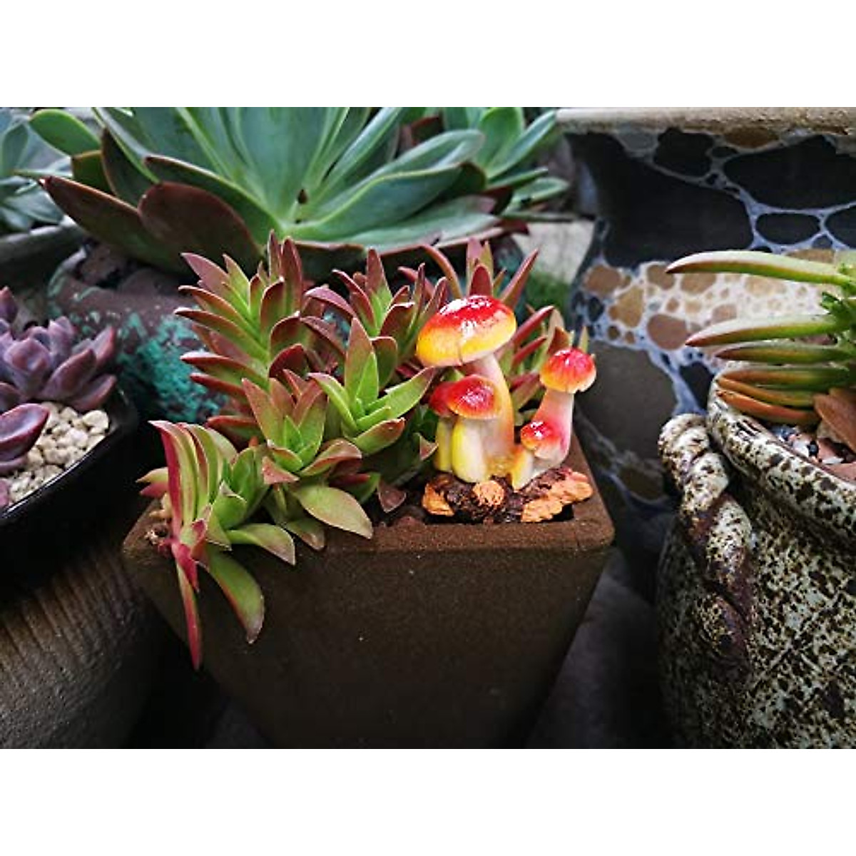 MUAMAX 2 Packs Fairy Garden Mushroom Small Figurines Miniature Garden Mushrooms Fairy Garden Mushrooms Small Little Tiny Mushroom Ornaments Micro Mushroom Figurines Plants Bonsai Craft Decor