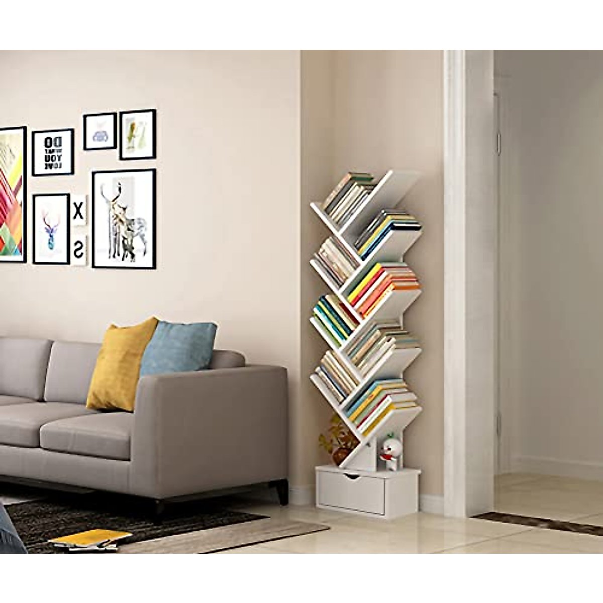 Flydem Tree Bookshelf,Bookshelves,Books Holder, Tree Bookcase,Book Organizer,Book Rack,Organizer for Books,Kids Bookshelf,Small Bookshelf for Small Spaces,White Bookcase/Bookshelf(White)