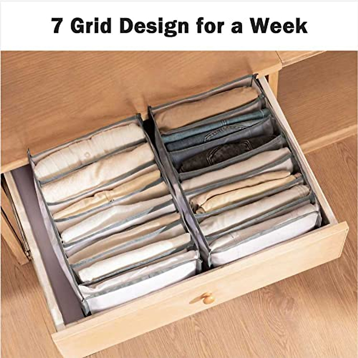LALEO Wardrobe Clothes Organizer 5pcs Foldable Closet Organizers Portable Storage Baskets Visible Grid Storage Box Washable Storage Containers Clothing Storage Bins for Bedroom