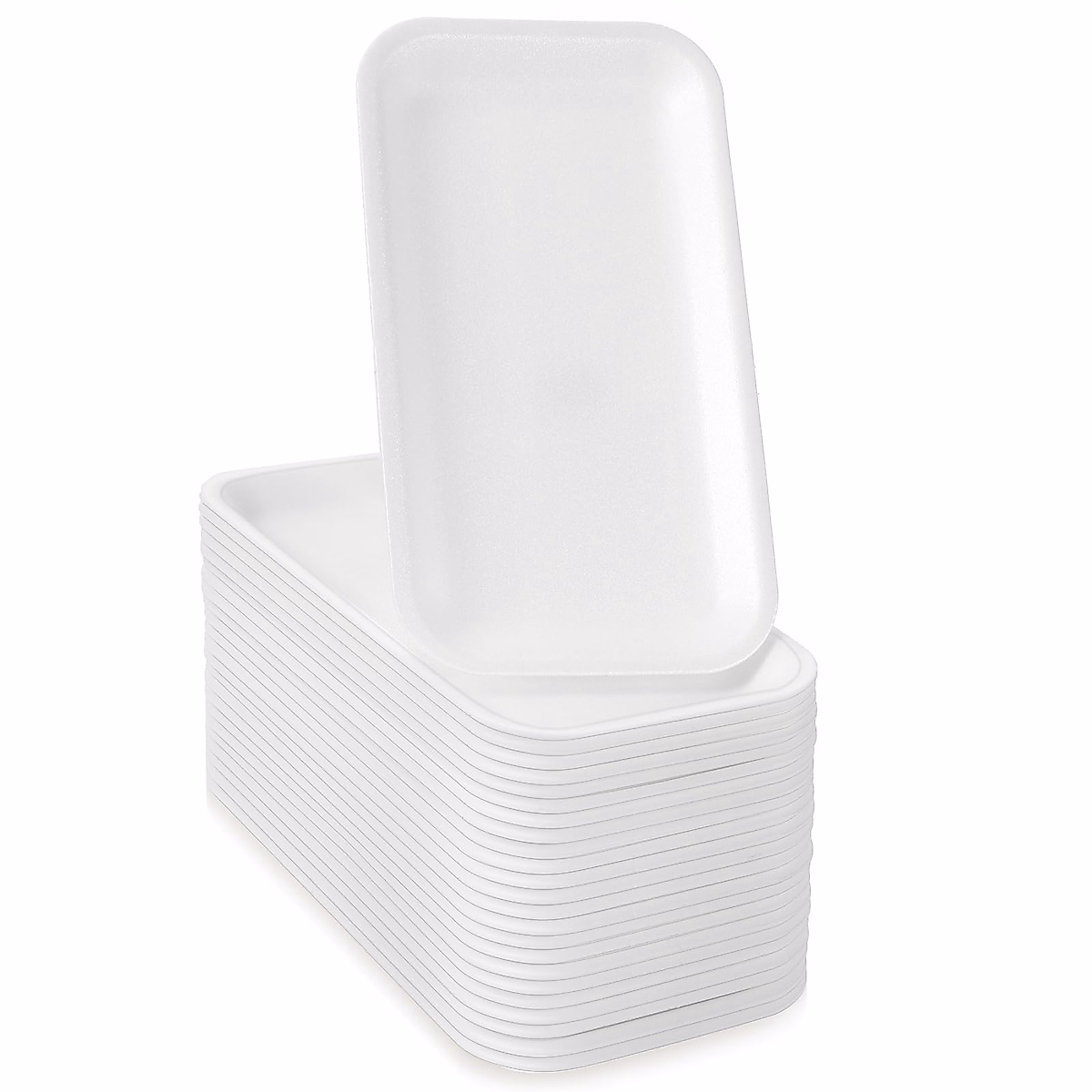 EBOOT 50 Pcs Crafts Foam Trays, White Foam Meat Food Plates Paint and Ink Mixing Plates Rectangle Printmaking Dish for DIY Art Craft Dissecting(8 x 4 x 1 Inches)