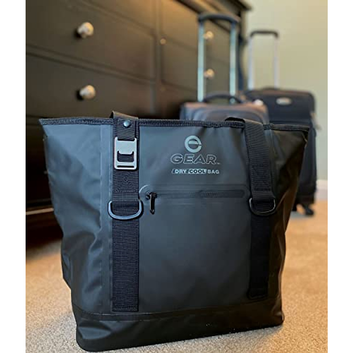 Enthusiast Gear Dry Soft Cooler Bag Tote – Soft Sided Insulated Camp Cooler – Waterproof, Leak Proof, Collapsible, with Side Pocket - Perfect for Boat, Pool, Beach, Picnics, Grocery - (20 Cans)