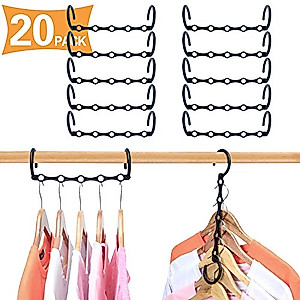 HWAJAN Closet Organizers and Storage Magic Hangers 20PC Sturdy Plastic Space Saving Clothes Hangers Multifunctional Hangers for Pants,Shirts,Black
