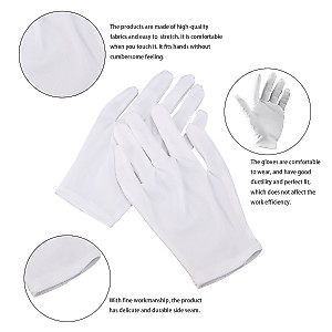 CTKcom White Soft Cotton Gloves,Large Size for Work/Lining Glove,Coin Jewelry Silver Inspection Gloves(6 Pairs) …