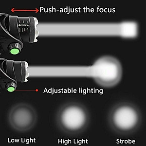 Wrrozz LED Headlamp Rechargeable Flashlight, Super Bright Tactical Head Lamp for Adults, Waterproof Headlight, Car & Wall Charger, for Outdoor Running Hunting Reading Hiking Camping Night Fishing