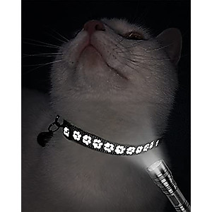 Taglory Reflective Cat Collars Breakaway with Bell, 2-Pack Girl Boy Pet Kitten Collar Adjustable 7.5-12.5 Inch, Black