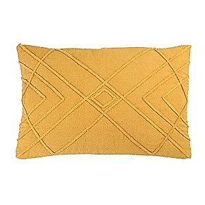 Main + Mesa Embroidered Cotton Geometric Lumbar Pillow, Gold