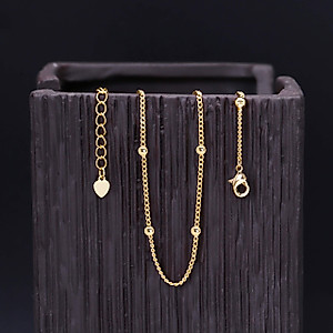 Aobei Pearl Gold Choker Necklace for Women 18k Gold Plated Curb Ball Satellite Chain Dipped Short Chokers Dainty Layering Jewelry 16’’