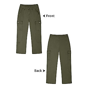 GRAPENT Women Pants Trendy Pants Womens Summer Clothes True Classic Chino Pants Women Trousers Camo Cargo Pants Color Army Green Size 6