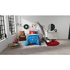 Franco Grinch by Dr. Seuss Holiday & Christmas Bedding Soft Comforter and Sheet Set with Sham, 5 Piece Twin Size, (Official Dr. Seuss Product)