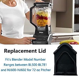 TEYOUYI 2PCS Spout Cover for Ninja Blender Lid,Replacement parts for Ninja Blender 72 oz Pitcher,Accessories for Ninja Blender,Fits: NJ600-NJ602 and BL500-BL781 Black