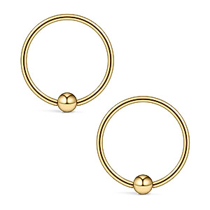 Ruifan 12PCS 316L Surgical Steel Captive Bead Rings Nose Belly Eyebrow Tragus Lip Ear Nipple Hoop Ring BCR 16G 10MM