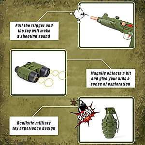 Tacobear Soldier Military Costume for Kids Boys Ages 3-9 Halloween Dress Up Role Play Set with Toy Accessories