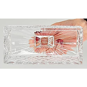 HOME-X Crystal Butter Dish with Lid, Real Crystal Covered Dish, Butter Holder for Serving and Storage, 8"L x 3 ½" W x 4' H, Crystal