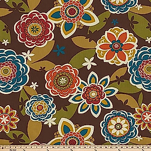 Pillow Perfect Floral Indoor/Outdoor Sofa Setee Bench Swing Cushion with Ties, Weather, and Fade Resistant, 18" x 45", Brown/Orange Annie, 1 Count