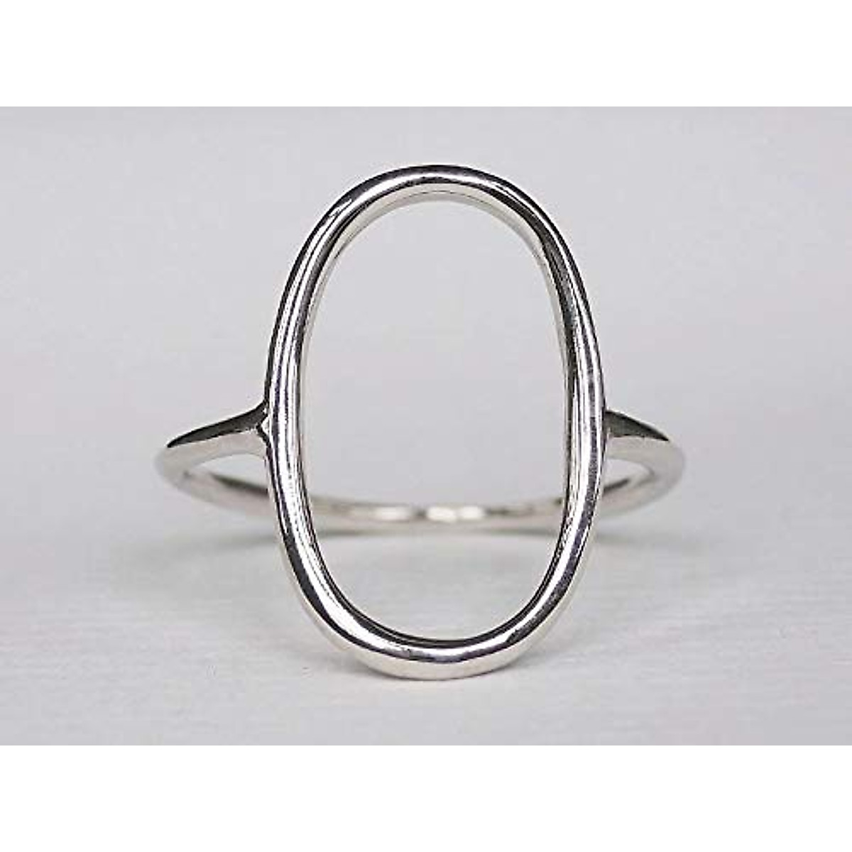 SOVATS Long Open Circle Ring for Women 925 Sterling Silver Rhodium Plated - Simple, Stylish &Trendy Nickel Free Ring, Size 7