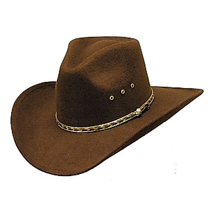 Western Express Kids Felt Finish Pinch Front Cowboy Hat - Cowgirl, Toddler, Baby & Kids Cowboy Hat with Gold Band (US, Alpha, One Size, Brown)