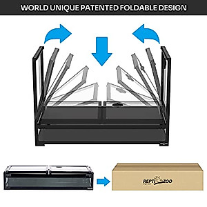REPTI ZOO 50 Gallon Tempered Glass Reptile Large Terrarium Tank with Black PVC Back Panel Reptile Terrarium 36"x18"x18" Easy Folding