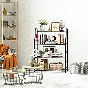 LASZOLA 4 Tier Metal Plant Stand Shelf for Indoor Outdoor Plants Multiple, Plant Stand Planter Flower Pot Holder Display Rack Multiple Shelves Holder for Patio Garden Corner - Black