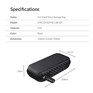 ORICO Portable Solid State Drive Case for M.2 NVMe/SATA SSD Enclosure, Shockproof EVA Carrying Case for SD Memory Cards, Charger, Data Cable,Earphone and More-M2PH01