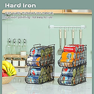 Can Storage Organizer Pantry, Stackable Kitchen Canned Food Holder With Handles, Can Organizer For Pantry Countertop Cabinet, Beverage Drink Pop Soda Can Dispenser Patent Pending (Black, 4 pack)