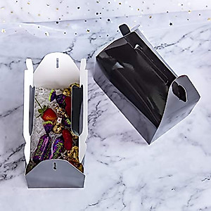 ONE MORE 25-Pack Gable Candy Treat Boxes,Small Black Goodie Gift Boxes for Halloween and Birthday Party Favors Box 6.2 x 3.5 x 3.5 inch