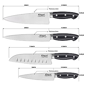 KINGOD 4PCS Japanese Chef Knife Set, Ultra Sharp Kitchen Knives Boxed Set, 7CR17MOV High Carbon German Stainless Steel with Ergonomic Handle, Professional Multipurpose Cooking Knife Set