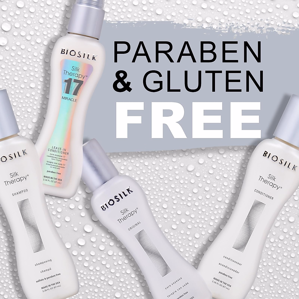 Biosilk The Miracle of Silk Kit, Includes Silk Therapy Shampoo, Conditioner, Original Leave-In Treatment, Miracle 17 Leave-In Treatment, 2.26 Oz Each