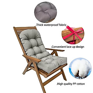 Yefound Patio Chair Cushion for Adirondack,Tufted High Back Outdoor Rocking Chair Cushion, High Back Waterproof Outdoor Indoor Seat Cushion, Teal