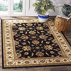 SAFAVIEH Lyndhurst Collection Area Rug - 5'3" x 7'6", Black & Ivory, Traditional Oriental Design, Non-Shedding & Easy Care, Ideal for High Traffic Areas in Living Room, Bedroom (LNH553-9012)