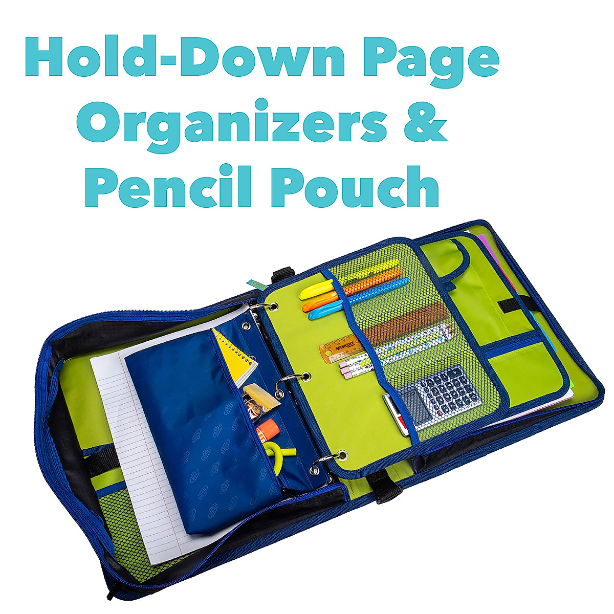 Case it Dual Monster Eye Zipper Binder, 2 Sets of Rings, Included Pencil Pouch, Purple, DUAL-101-ME-PUR