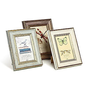 XUANLUO 3 Pack 5x7 Inch Farmhouse Rustic Picture Frame Sets Distressed Farmhouse Plastic Frame withTempered Glass for Wall Mount or Tabletop Display