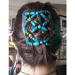 Yeshan Magic Hair Side Combs for Women Wood Beaded Stretch Double Clips Bun Maker Hair Accessories,Pack of 6