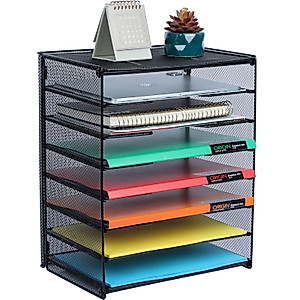 Veesun Desk Organizer 8 Tier, Paper Letter Tray Organizer,Mesh Desk File Letter Organizer, Black, for Home Office School Meeting Room