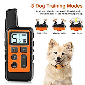 HKZOOI Dog Training Collar, Waterproof Shock Collars for Dog with Remote Range 1640 ft, 3 Training Modes, Beep, Vibration and Shock, Electric Dog Collar for Small Medium Large Dogs