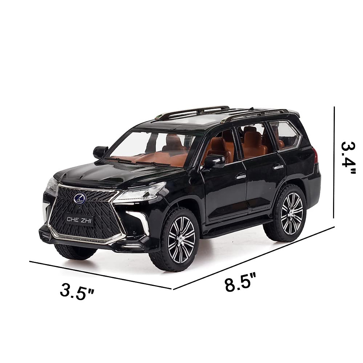 EROCK Exquisite car Model 1/24 Lexus 570 Off-Road in Luxury SUV Model Car, Zinc Alloy Pull Back Toy car with Sound and Light for Kids Boy Girl Gift