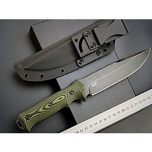 Eafengrow EF128 Fixed Blade Knife DC53 Steel Blade, Two Tone G10 Handle Full Tang Fixed Knifes Straight Knife for Working Camping Hunting Adventure Field EDC Tool Knife(Black)