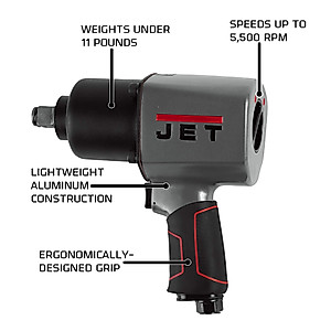 JET JAT-105, 3/4-Inch Aluminum Impact Wrench, 1500 ft-lbs, 5500 RPM (505105)