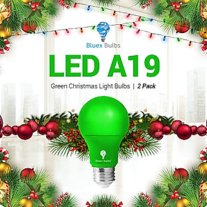 6 Pack BlueX LED A19 Green Light Bulbs - 9W (60Watt Equivalent) - E26 Base LED Green Bulb, Party Decoration, Porch, Home Lighting, Holiday Lighting, Decorative Illumination Green LED Bulb