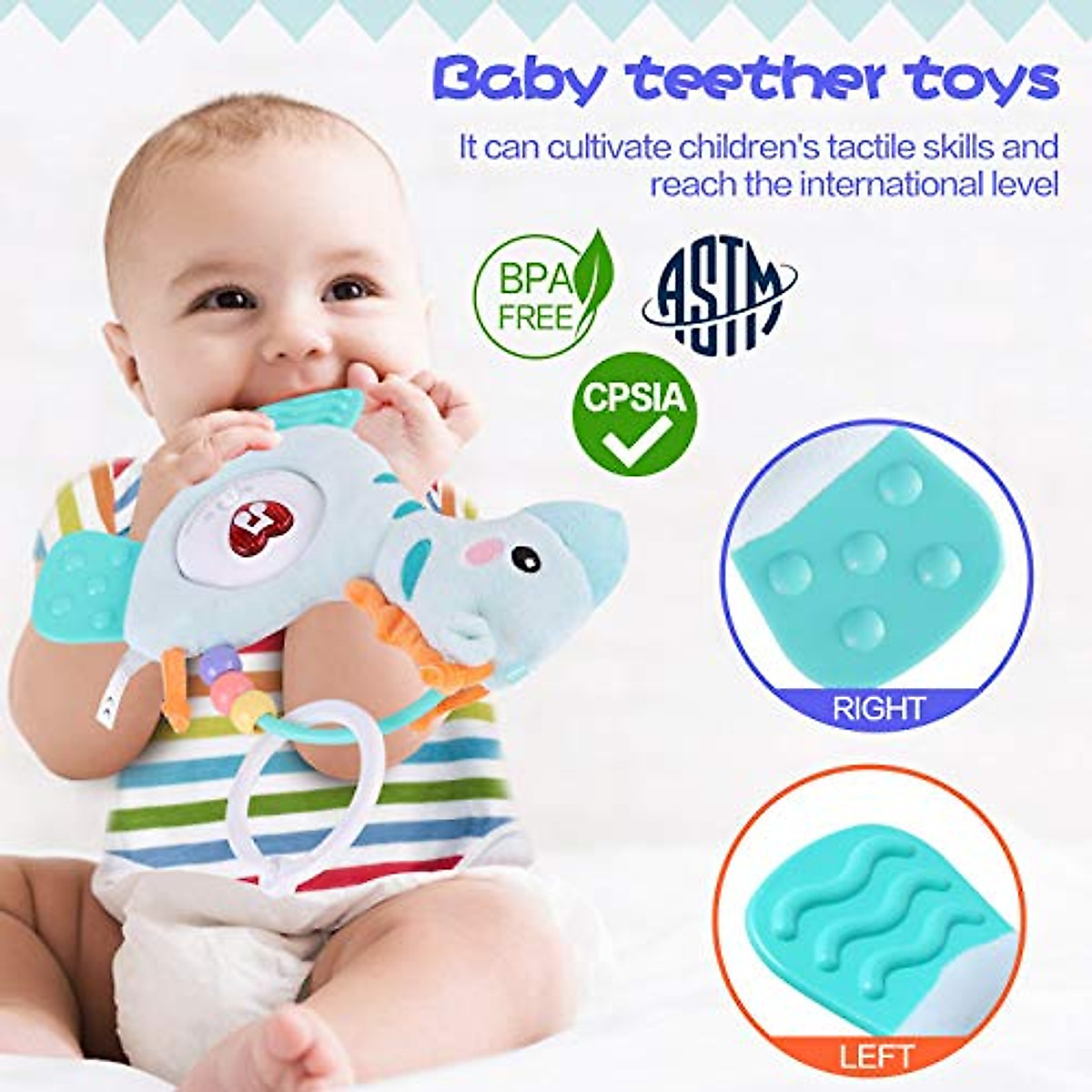 Teething Toy for Babies, Infant Baby Toys Musical Color Rattle Soft Light, Fisher Price Carseat Giraffe Toddler Music Toys for 0-6 Months Infants Babys Boy Girls Washable Plush