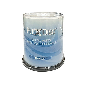 PlexDisc 52x Digital Audio Music CD-R Disc 700MB White Inkjet Printable - 100 PK Spindle (FFP)