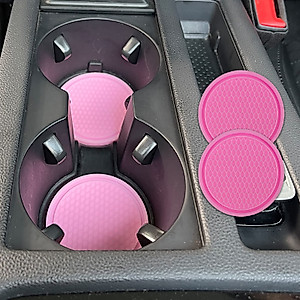 BEYPOVK Car Cup Holder Coaster, 4 Pack Universal Auto Anti Slip Cup Holder Insert Coaster, Silicone Coaster Car Interior Accessories (Pink)