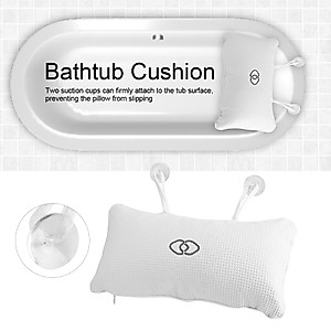 FTVOGUE Non-Slip Bath Pillow Bathtub Spa Cushion with Suction Cups Head Neck Support